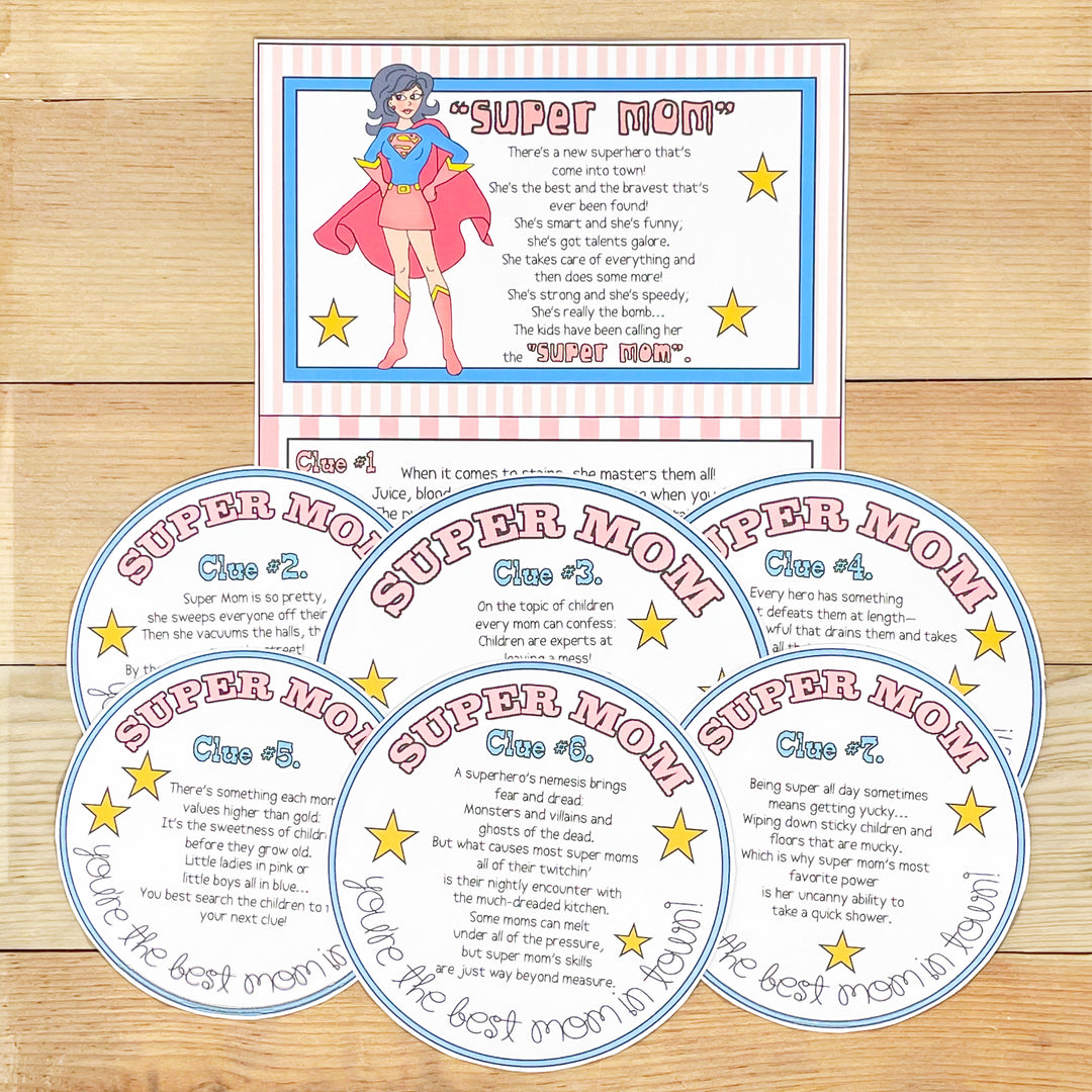 PRINTABLE Mother's Day Treasure Hunt "Super Mom" (Printable Mother's D ...